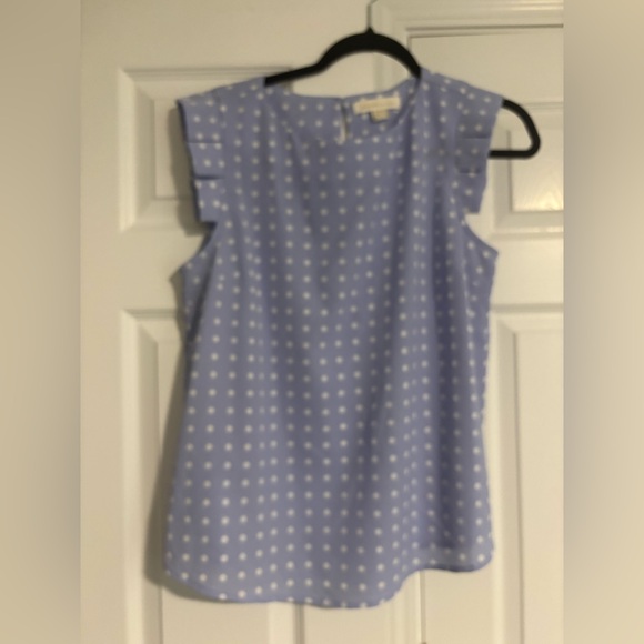 Monteau | Tops | Monteau Light Blue Polka Dot Blouse | Poshmark